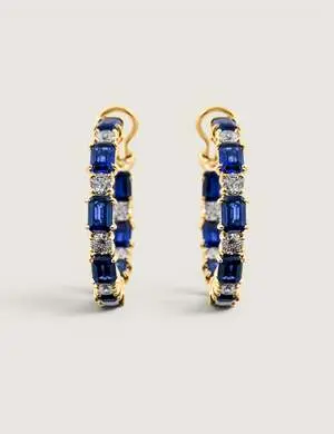 FANTASIA BY DESERIO Eternal Duet Sapphire Hoop Earrings