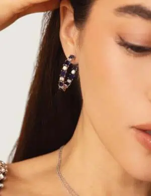 FANTASIA BY DESERIO Eternal Duet Sapphire Hoop Earrings