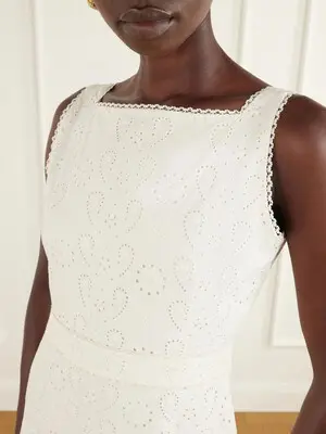 Agua Bendita Abeja Playa Broderie Anglaise Cotton Maxi Dress - Neutrals