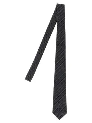 Saint Laurent Striped Tie - Gray