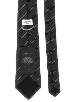 Saint Laurent Striped Tie - Gray