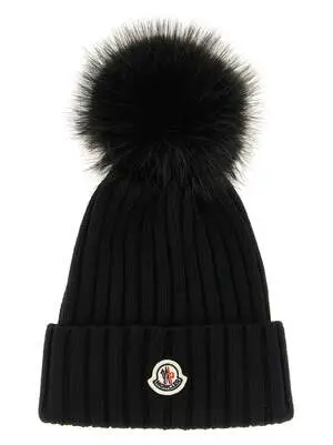 Moncler Pompon Wool Beanie - Black