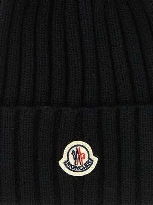 Moncler Pompon Wool Beanie - Black