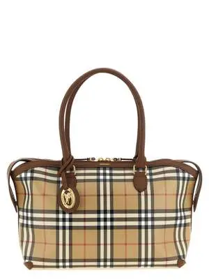 Burberry Check Shopping Bag - Cream