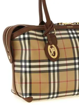 Burberry Check Shopping Bag - Cream
