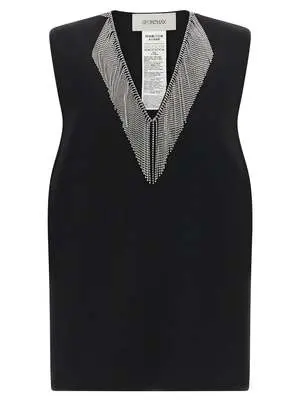 Sportmax Faglia Rhinestone Fringe Technical Cady Top