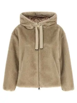 Herno Eco Fur Hooded Coat - Cream