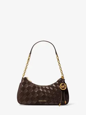 Michael Kors Nolita Hand-woven Leather Chain Pochette - Brown