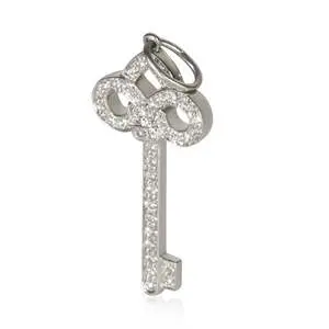 Tiffany & Co. Diamond Mini Fleur De Lis Key Pendant - Platinum