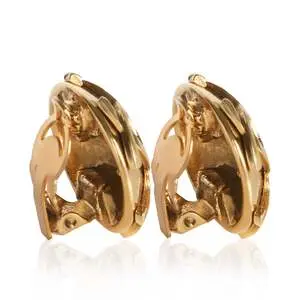 Chanel Gold-plated Vintage Strass Button Earrings