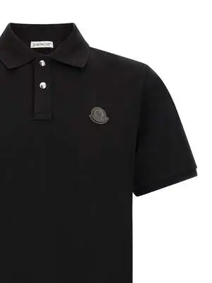 Moncler Leather Logo Patch Polo Shirt