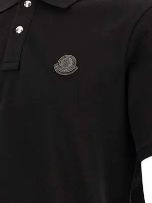 Moncler Leather Logo Patch Polo Shirt