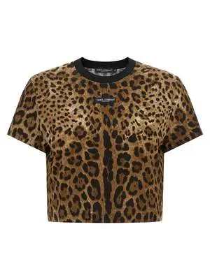 Dolce & Gabbana Leo' Cropped T-shirt - Brown