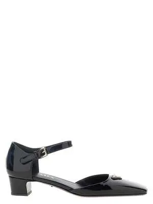 Prada Logo Patent Pumps - Black