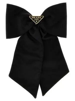Prada Re-nylon Bow Hair Clip - Black