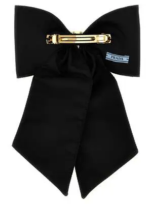 Prada Re-nylon Bow Hair Clip - Black