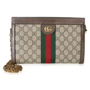 Gucci Gg Supreme Canvas Ophidia Chain Shoulder Bag - Brown