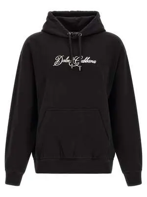 Dolce & Gabbana Logo Embroidery Hoodie - Black