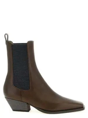 Brunello Cucinelli Precious Heel' Ankle Boots - Brown