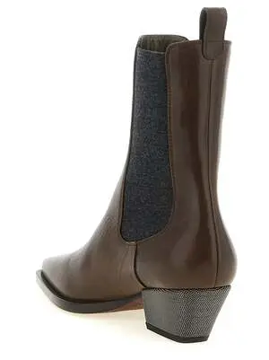 Brunello Cucinelli Precious Heel' Ankle Boots