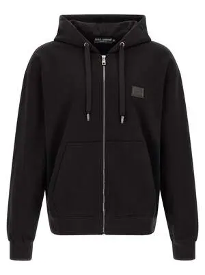 Dolce & Gabbana Logo Plaque Hoodie - Black