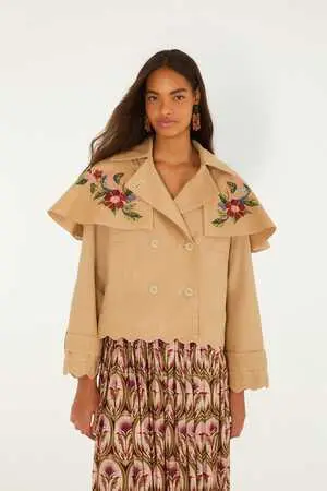 Farm Rio Notched Lapel Mini Trench Coat