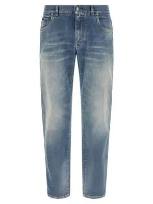 Dolce & Gabbana Logo Plaque Jeans - Blue
