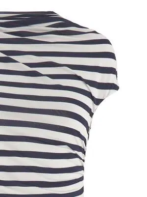 SELF-PORTRAIT Navy Stripe Jersey Maxi' Dress
