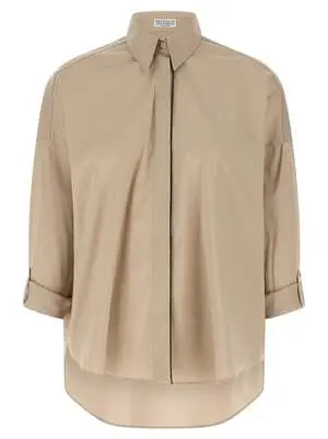 Brunello Cucinelli Shiny Trim' Shirt - Cream
