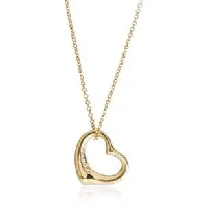 Tiffany & Co. Elsa Peretti Diamond Open Heart Pendant Necklace - Yellow_gold