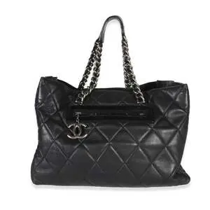 CHANEL Black Quilted Caviar Coco Casual Tote
