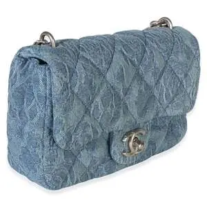 Chanel Quilted Denim Camellia Sweetheart Flap Bag