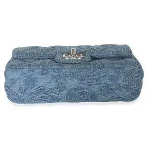 Chanel Quilted Denim Camellia Sweetheart Flap Bag