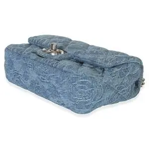Chanel Quilted Denim Camellia Sweetheart Flap Bag
