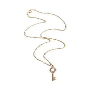Tiffany & Co. Yellow Gold Diamond Mini Modern Open Round Key Pendant