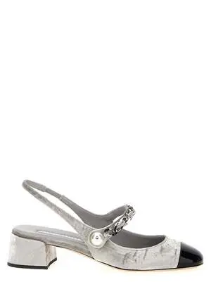 Miu Miu Velvet Slingback - Silver