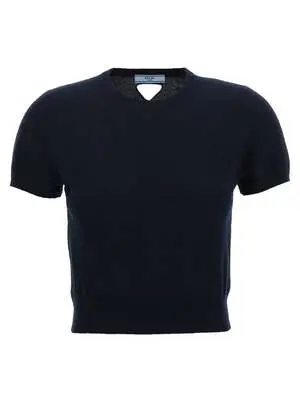 Prada Cut-out Logo Sweater - Blue