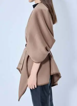 Max Mara Belted Wool Wrap - Cream