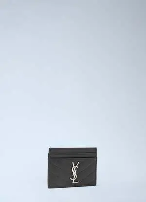 Saint Laurent Cassandre Matelassé Cardholder - Black