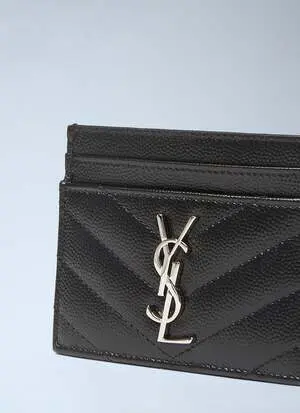 Saint Laurent Cassandre Matelassé Cardholder - Black