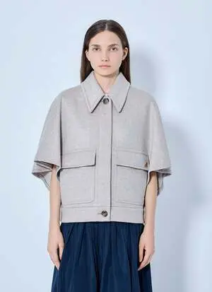 Max Mara Cape-style Wool Jacket - Cream