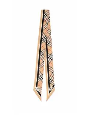 Burberry Check Skinny Scarf - Cream