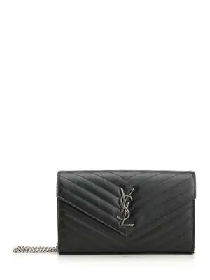 Saint Laurent Cassandre Wallet On Chain - Black