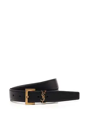 Saint Laurent Leather Buckle Belt - Black