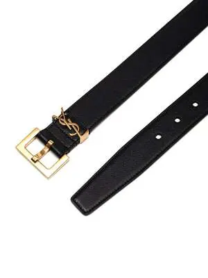 Saint Laurent Leather Buckle Belt - Black