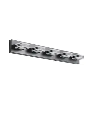 BUSDAYS 34 Inch Modern 5 Light Led Vanity Light Sleek Bathroom Wall Fixture Iron And Acrylic Dimmable For Mirror Lighting - No Color