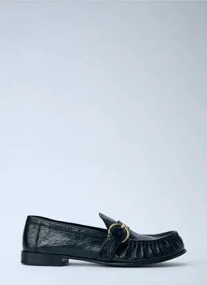 Miu Miu Leather Loafers With Buckle Detail - Black
