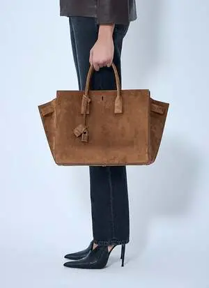 Saint Laurent Sac De Jour Suede Handbag