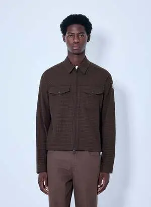 Moncler Checked Zip-up Jacket - Brown