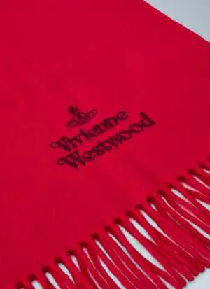 VIVIENNE WESTWOOD Logo Embroidered Wool Scarf